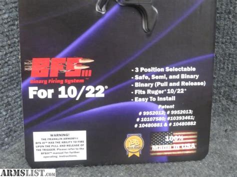 Armslist For Sale Franklin Armory Binary Trigger Ruger 1022