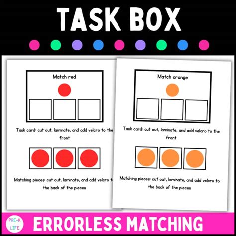 Errorless Color Matching Task Cards Task Box Preschool And Special Education