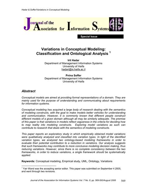 Pdf Variations In Conceptual Modeling Classification And Ontological