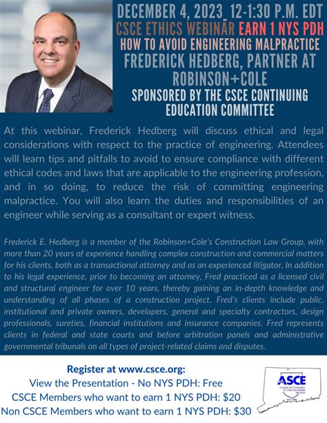 Asce Csce On Linkedin Please Join Csce For A Webinar On Ethics At 12 P