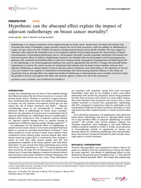 Pdf Hypothesis Can The Abscopal Effect Explain The Impact Of