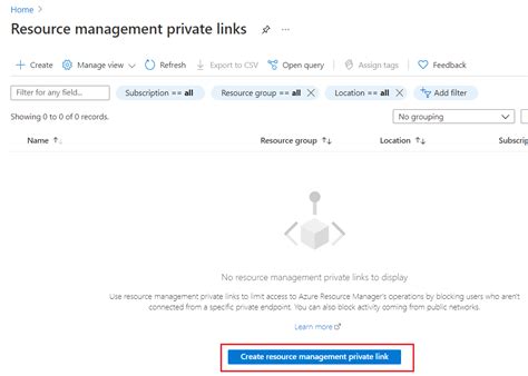 リソースを管理するためのプライベート リンクを作成する azure portal azure resource manager