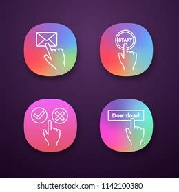 Click App Icons Set Message Start Stock Vector Royalty Free
