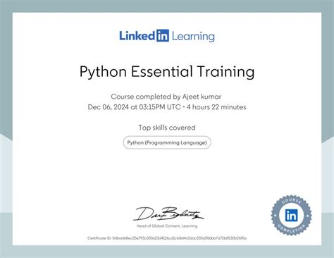 Just Completed My Course Python Essential Training” Check It Out