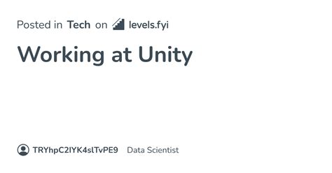 Working At Unity Levels Fyi Community
