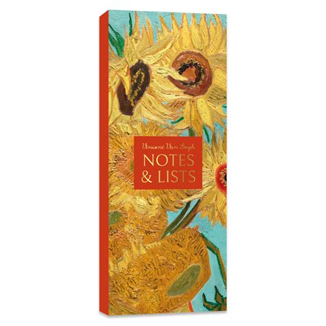 Van Gogh Sunflowers Design Tall Notepad And List Set With Pencil Robert