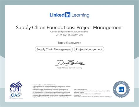 Just Finished The Course Supply Chain Foundations Project Management