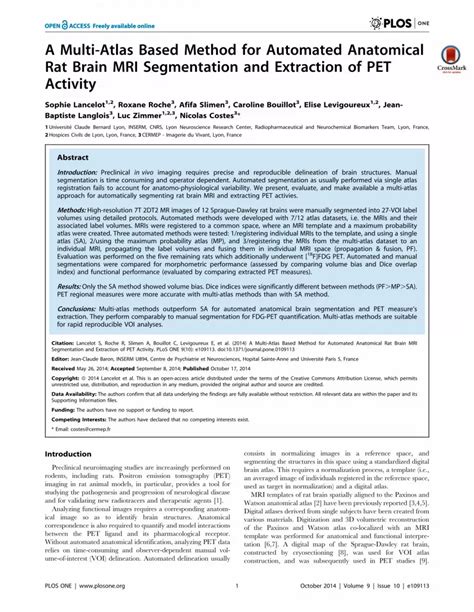 Pdf A Multi Atlas Based Method For Automated Anatomical Rat Brain Mri