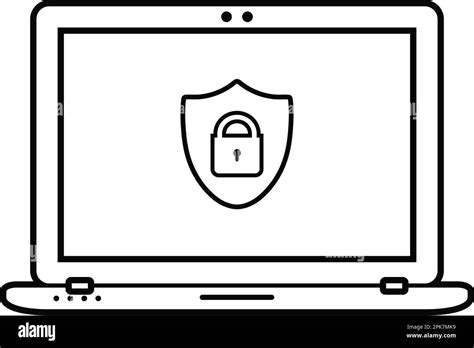 Computer Security Line Icon Flat Style Vector Eps Stock Vector Image
