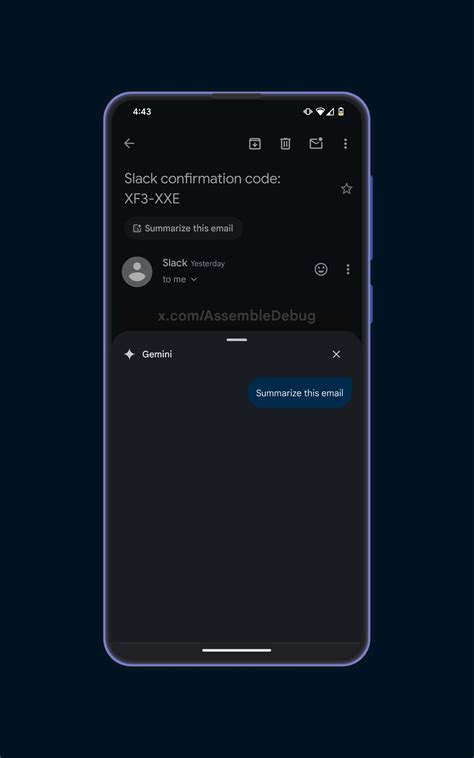 gmail app to get summarize this email feature powered by gemini