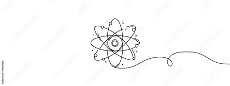 Atom As A Symbol Of Science And Various Molecules Around World Science Day One Line Drawing