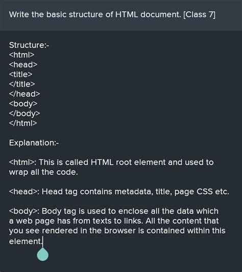 Write The Basic Structure Of Html Document Class 7