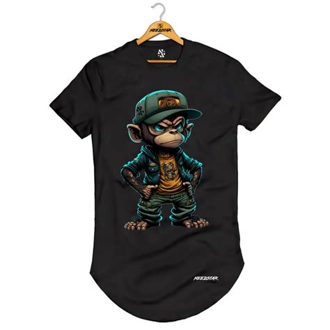 Camisa Camiseta Longline Needstar Masculina Macaco Bravo Shopee Brasil
