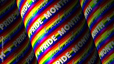 Loop Animation Pride Month Text 3d Tube On Rainbow Paper Pattern Title