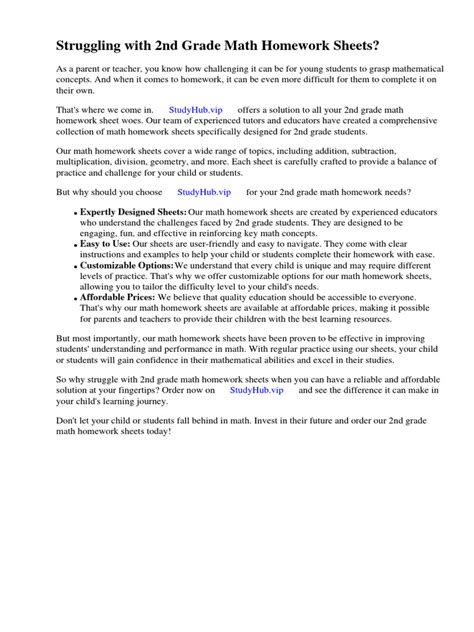 Math Homework Sheets 2nd Grade Pdf Mathematics Worksheet