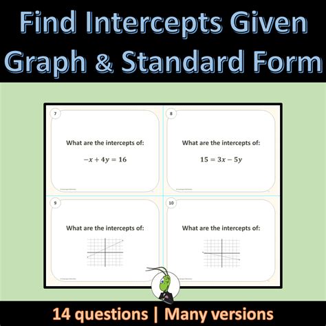 Intercepts From A Linear Graph And Standard Form Algebra Task Cards Google Made By Teachers