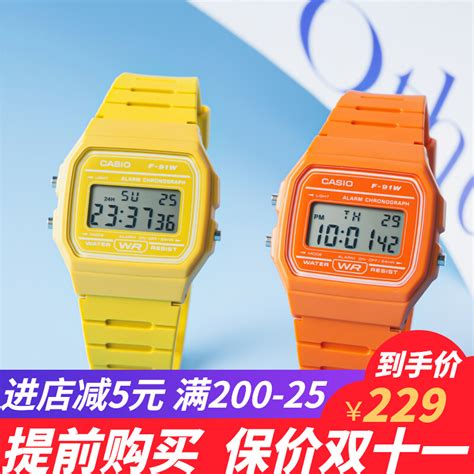 Casio卡西欧男女学生ins风复古小方块电子儿童表f 91wc 2a 4a 4a2 虎窝淘