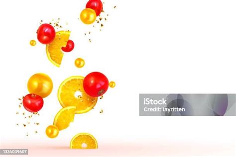 오렌지와 레몬 과일 사실적인 디자인 슬라이스와 반쪽 감귤류와 열매 레드 크랜베리 건포도와 배경 벡터 일러스트레이션 과일에 대한 스톡 벡터 아트 및 기타 이미지 Istock