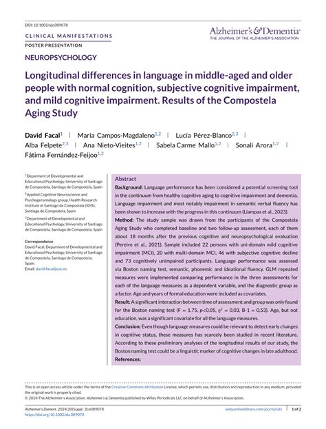 Pdf Longitudinal Differences In Language In Middle‐aged And Older People With Normal Cognition