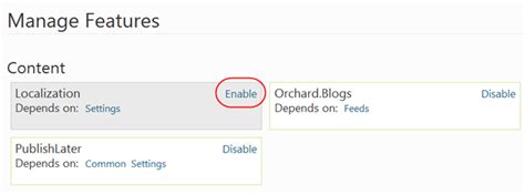 启用和禁用功能 Enabling and Disabling Features Orchard 中文文档