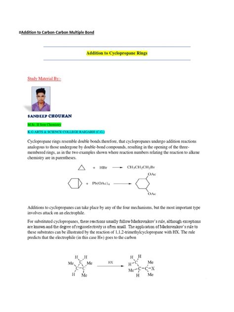 Addition To Cyclopropane Rings Pdf