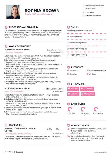 10 Junior Software Developer Resume Samples Templates For 2025