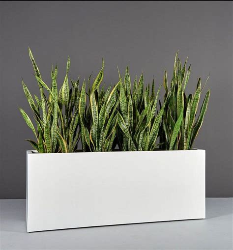 White Or Black Nordic Large Tall Retangle Modern Fiberstone Planter Planter Outdoor Planter
