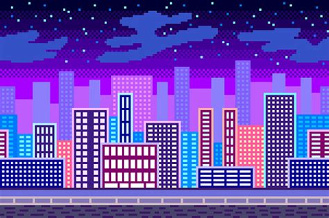 픽셀 아트 밤 시 원활한 배경 상세한 벡터 일러스트 레이 션 모자이크 처리에 대한 스톡 벡터 아트 및 기타 이미지 모자이크