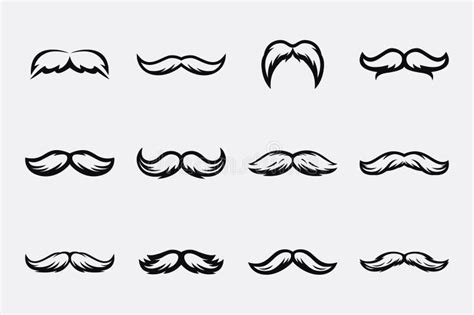 Vector Isolated Mustache Set Face Party Decoration For Portrait