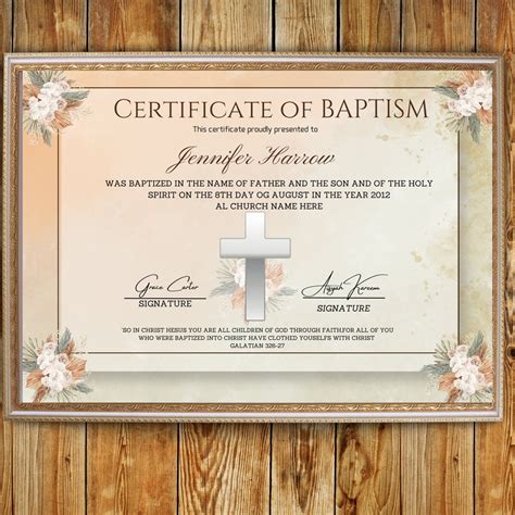 Modelo De Certificado De Batismo Editável Certificado De Batismo Para