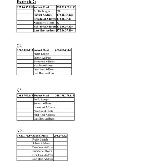 Solved Name IPv4 Subnetting For The Following Exercises Chegg Com