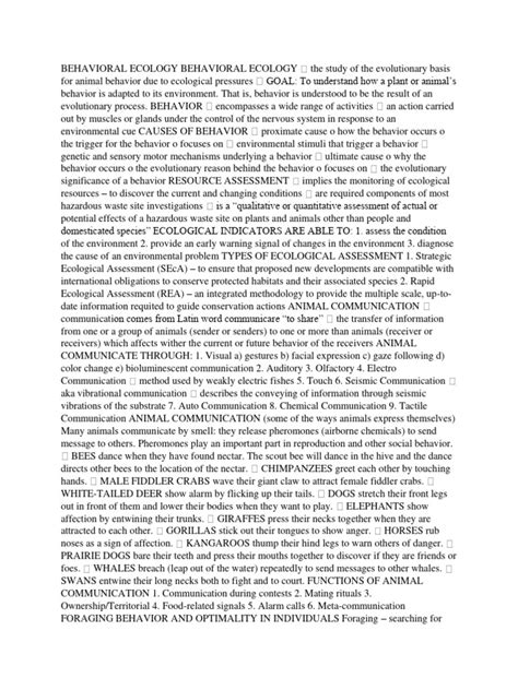Behavioural Ecology Pdf Foraging Predation