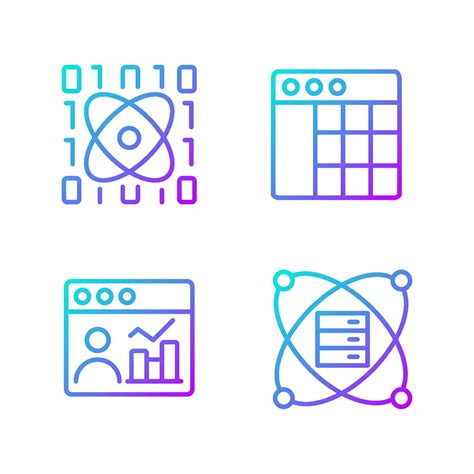 Science Data Mining Gradient Linear Vector Icons Set Tools For Virtual