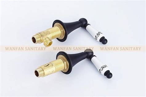 Luxury Basin Faucets Black Brass Deck Mounted Widespread Bathroom