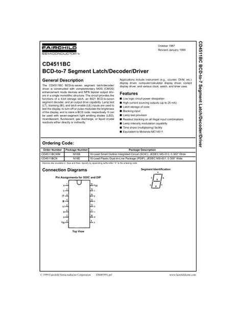 cd4511bc bcd to 7 segment latch decoder driver