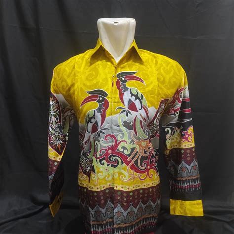 Jual Kemeja Batik Pria Motif Burung Enggang Dayak Kalimantan Klpj03