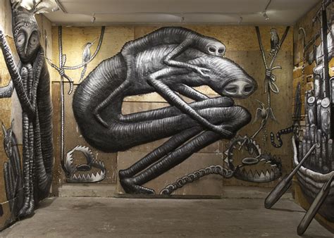 Graffiti Fantasy Creatures By Phlegm Exhibited In East London