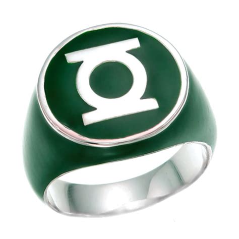 Green Lantern Inspired Silver Ring Full Green Jewelry