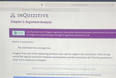 Solved Inquizitivechapter Argument Analysis Learning Chegg