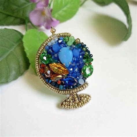 Брошь Глобус brooch globa Yerküresi broşu | Бисерные украшения ...
