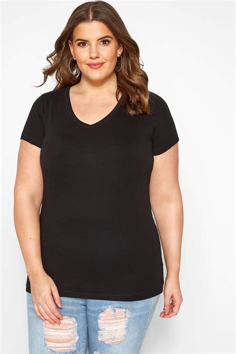 Plus Size Black V Neck T Shirt Sizes 16 To 36 Yours Clothing
