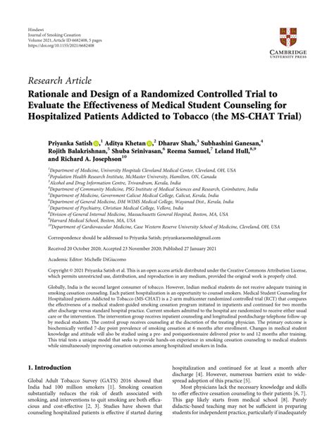 Pdf Rationale And Design Of A Randomized Controlled Trial To Evaluate The Effectiveness Of