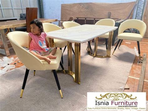 Jual Meja Makan Marmer Kaki Stainless Steel Harga Murah