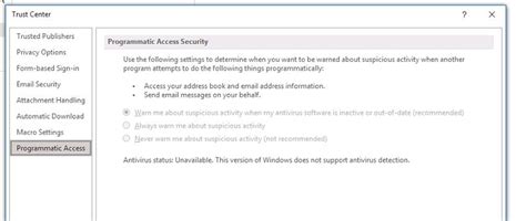 Outlook Programmatic Access In Office 365 Pro Plus And Rds 2019