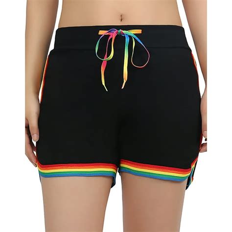 Hde Hde Womens Rainbow Striped Retro Fashion Dolphin Running Workout