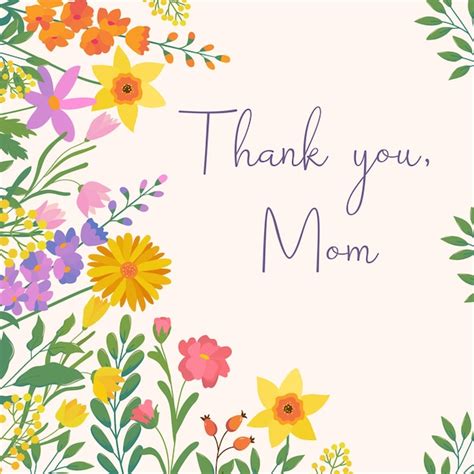 Premium Vector Square Card With Text Thank You Mom In Flat Style For