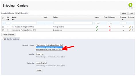 How To Set A Default Shipping Carrier In PrestaShop 1 5 InMotion Hosting