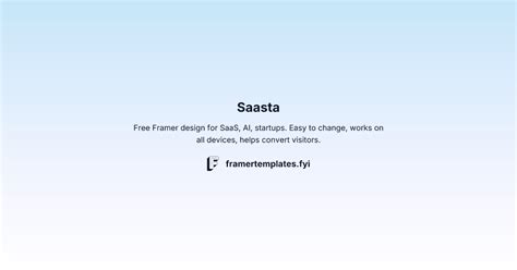 Saasta Saas Ai Startup Template Framers Choice