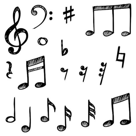 Set Of Hand Drawn Music Note Doodle Isolated On White Background