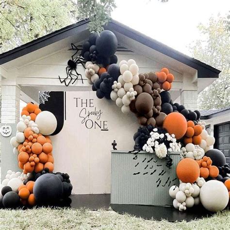 ハロウィンパーティーセット ブラック オレンジバルーンフラワーガーランドバルーンアーチパンプキンやコウモリウィッチゾンビなどに
